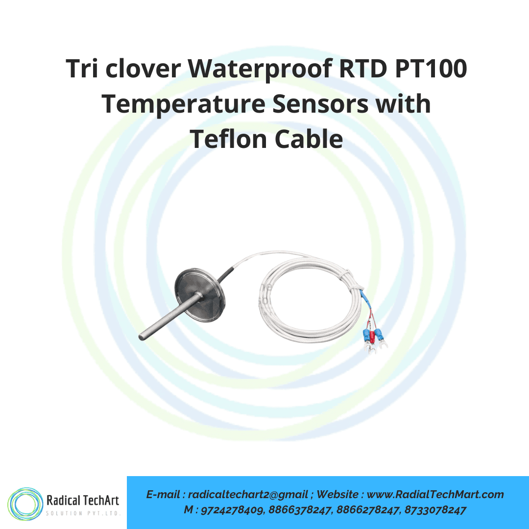 Tri Clover Waterproof RTD PT100 Temperature Sensors with Teflon Cable
