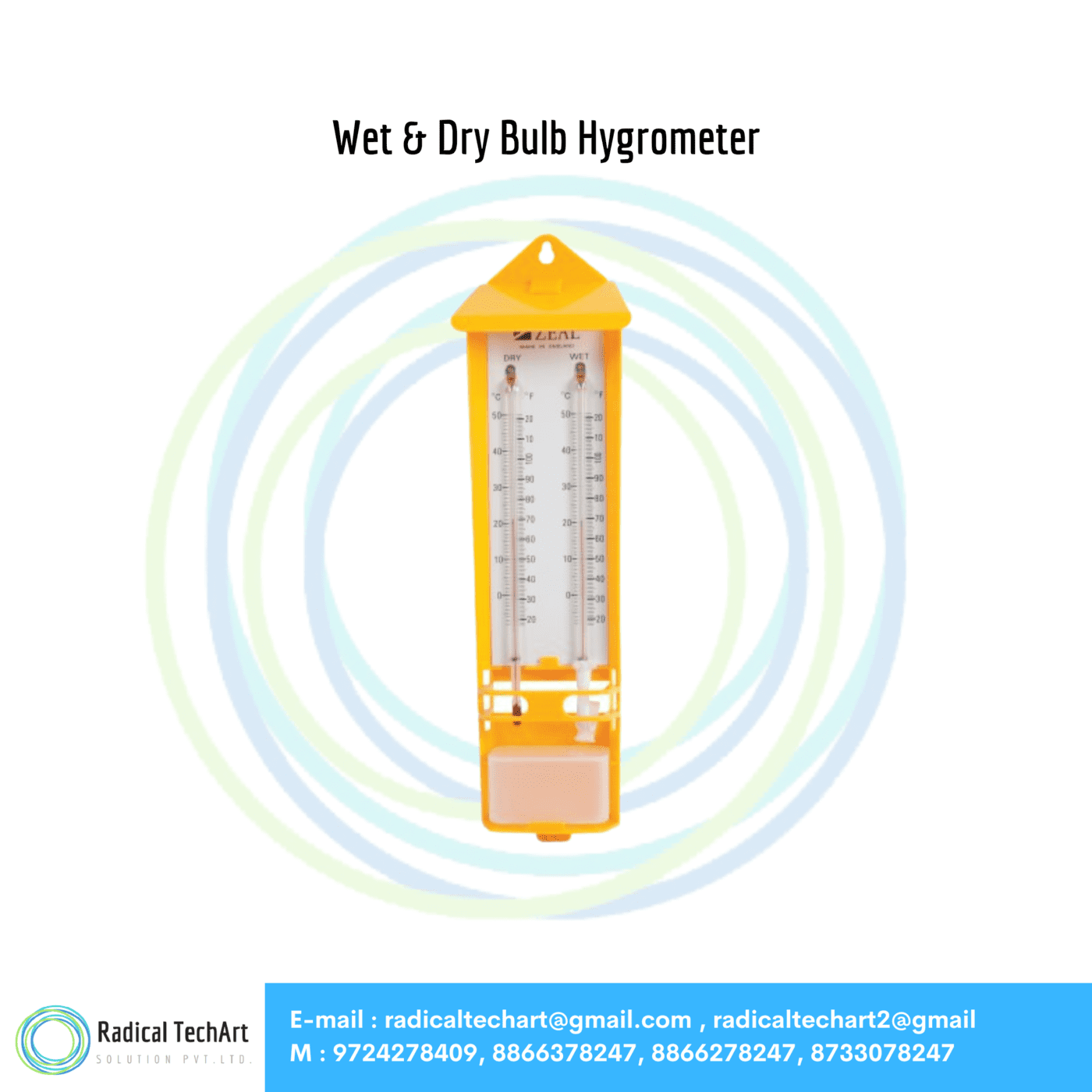 Wet and Dry Bulb Hygrometer Psychrometer | Relative Humidity Meter for ...