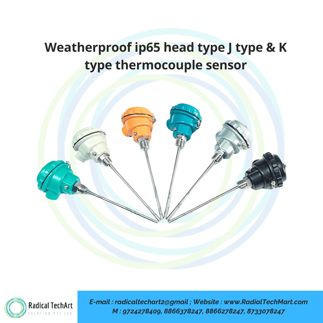 Weatherproof IP65 Head Type J & K Thermocouple Sensors
