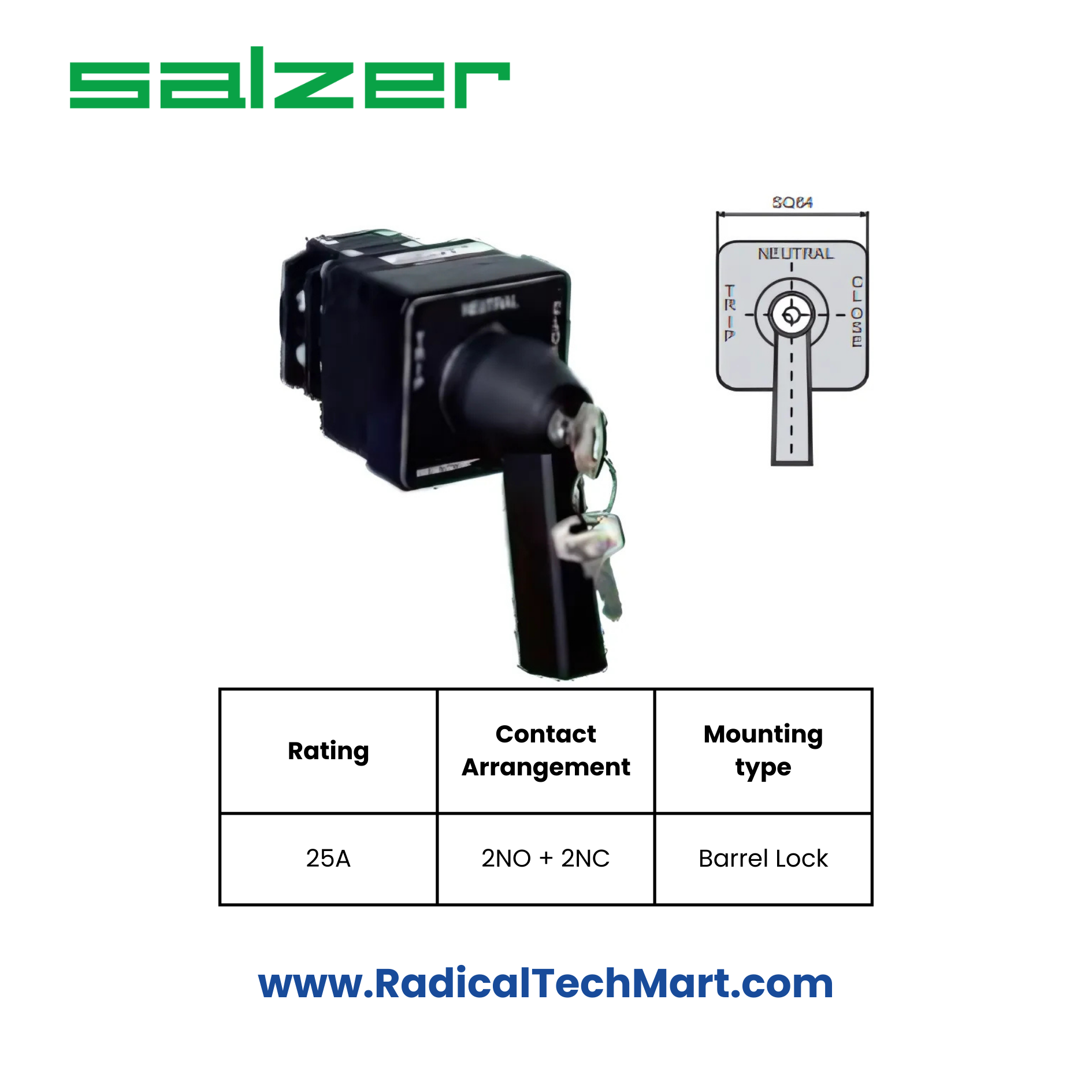 Salzer Breaker Control Switch – Trip Neutral Close (TNC) Rotary Switch