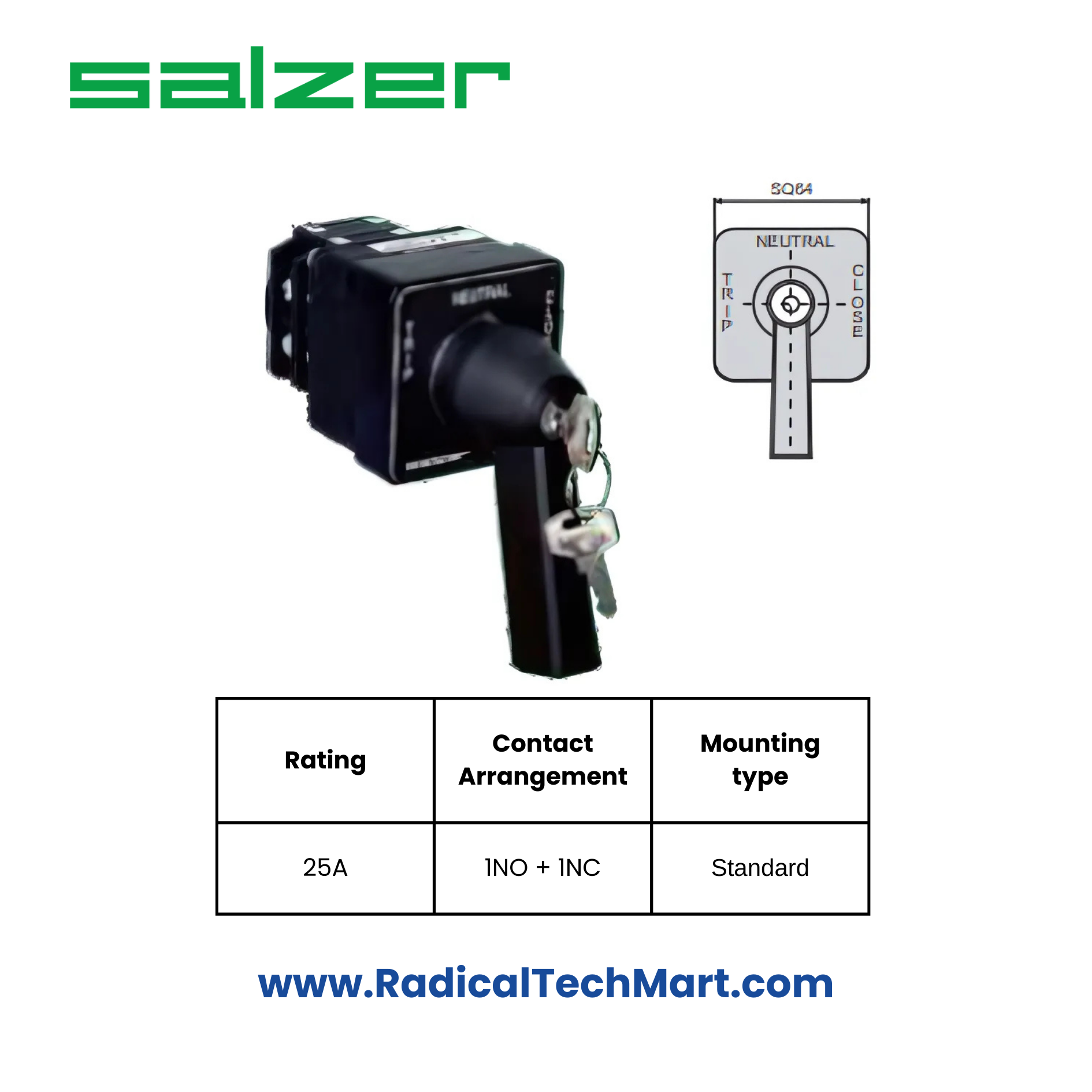Salzer Breaker Control Switch – Trip Neutral Close (TNC) Rotary Switch