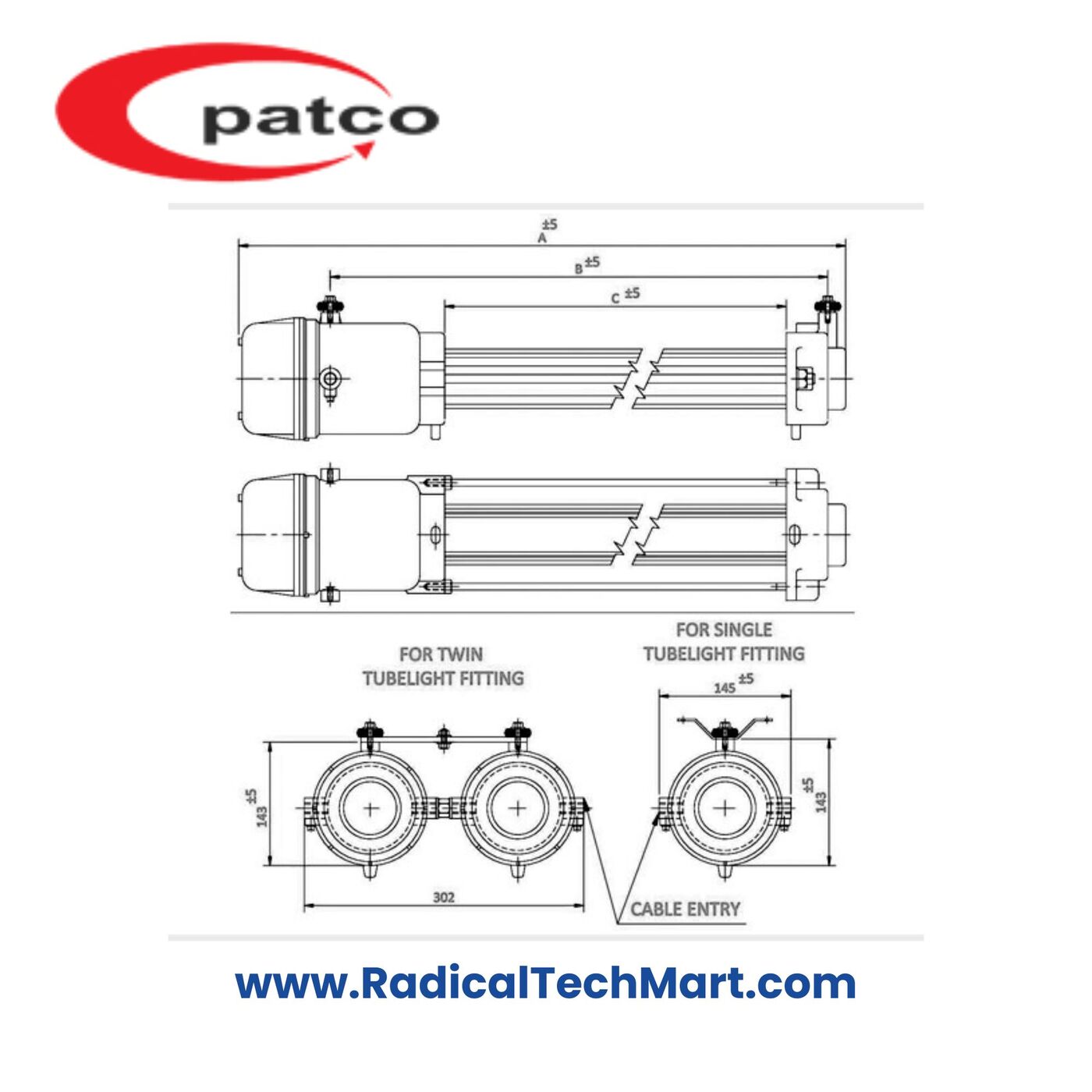 Patco FLP/WP Tube Light Fitting | Buy Online